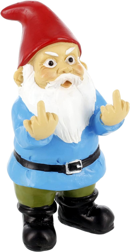 Mini Gnome Statue Funny Middle Finger Dwarf for Fairy Garden Yard Lawn ...