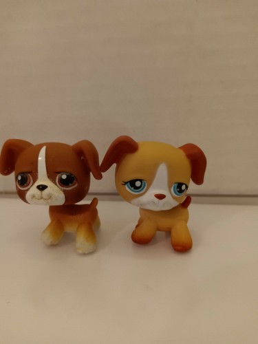 Littlest Pet Shop~#25~#218~2 Boxer~Brown White~Dogs~Brown Blue Eyes~Red ...