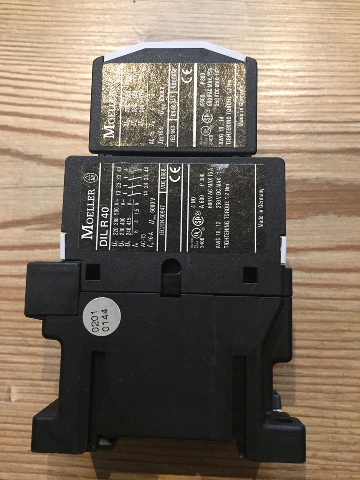 Klockner Moeller DILR40 16A Pole Contactor - 110V Coil & 4NO Aux ...