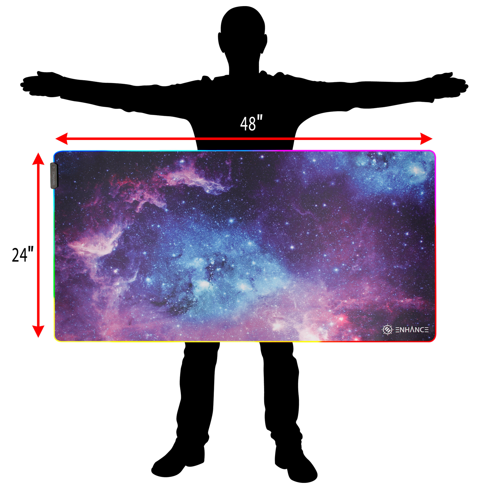 XXXL LED Computer Desk Mat - Illuminated 3XL Large Mouse Mat (48x24 ...