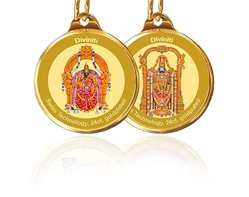 Traditional Padmawati & Balaji Flip Coin Gold Plated Pendant For Men ...
