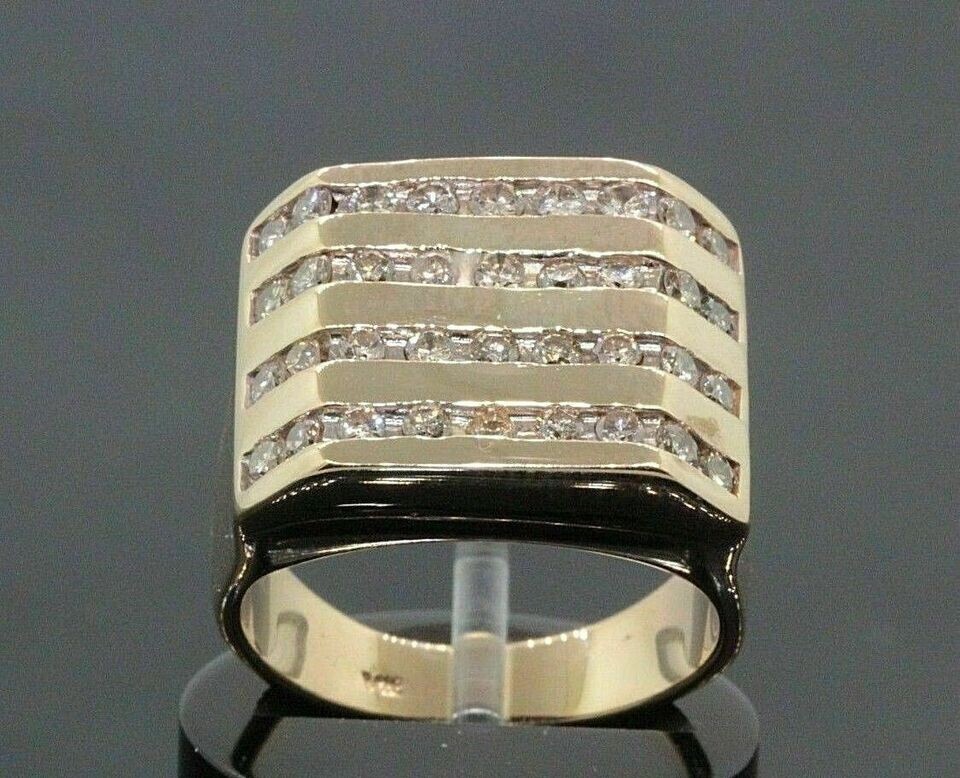 2 CT Round Simulated Diamond Men's Engagement Band Ring 14K Yellow Gold ...