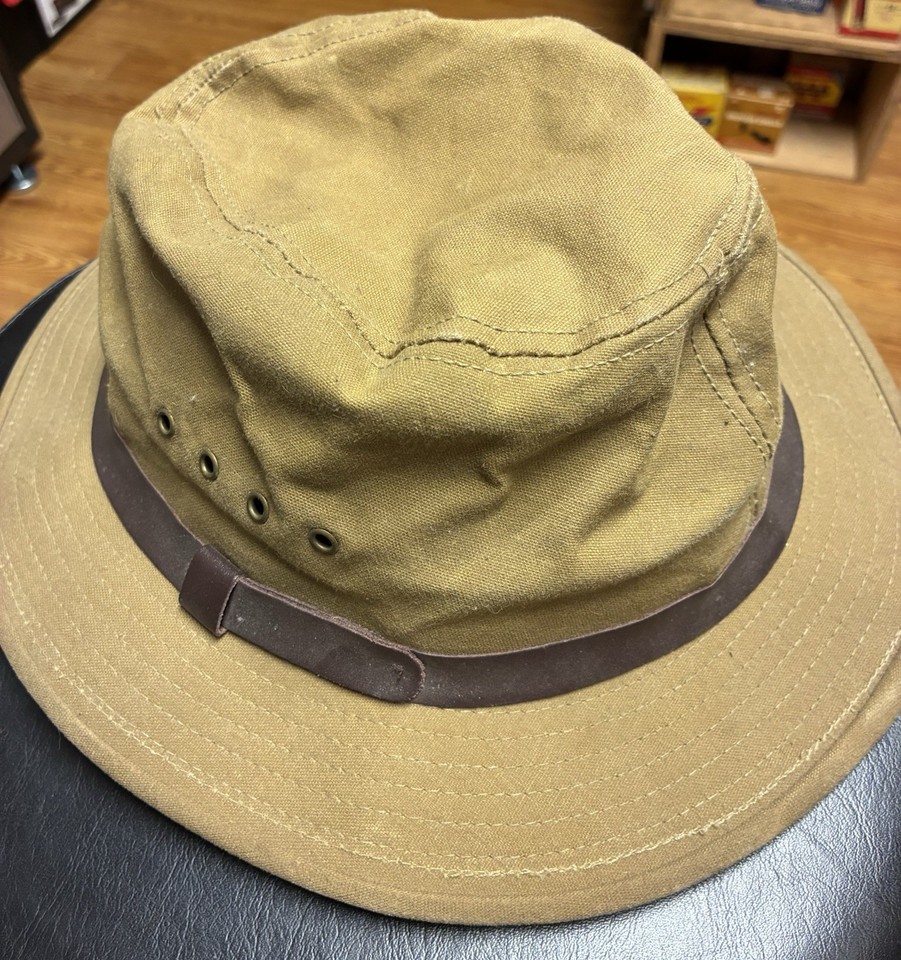 FILSON Tin Cloth Wide Brim HAT MADE IN USA WATERPROOF - Size XL | eBay