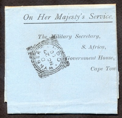 RHODESIA 1897 BSAC OHMS ARMY MEDAL FORM- WYNBER TO CAPE TOWN A608 ...
