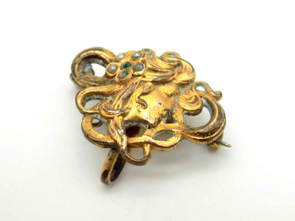 PSCO Nouveau Gibson Girl Brooch Pin Pocket Watch Holder Rare Vintage | eBay