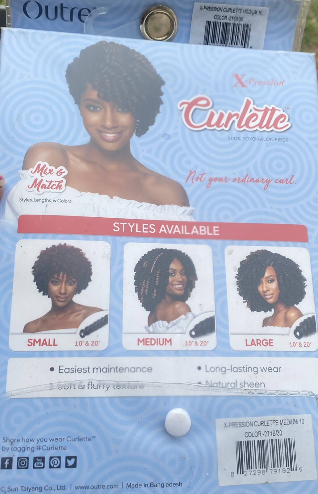 Outre X-Pression Curlette Braid – Medium 10" Color 2T1B/30 20 Strands ...