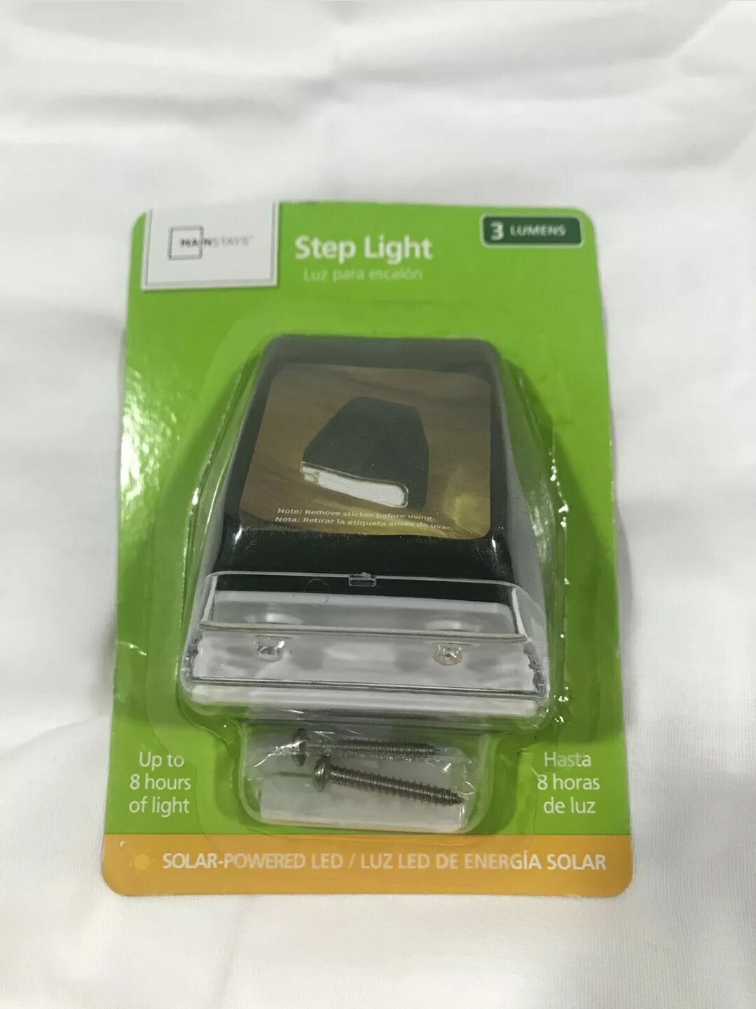 2 Pack - Mainstays Solar Powered LED Deck Fence Light 3 Lumen Step ...