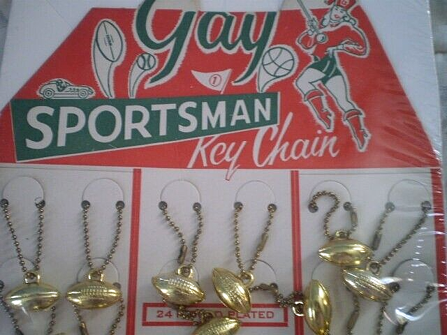 Vintage Gay Sportsman Football Key Chain Store Display Countertop Board ...