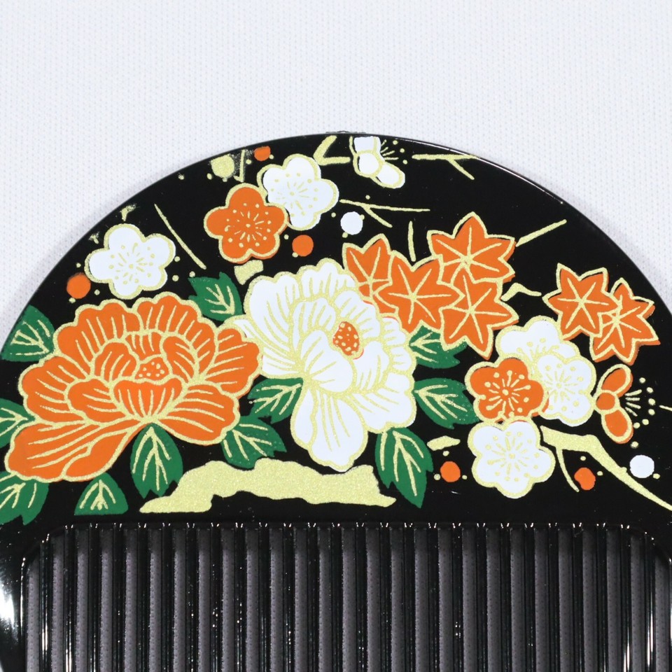 Japanese Beautiful Hair Comb Round in Black Color shipped from Kyoto ...