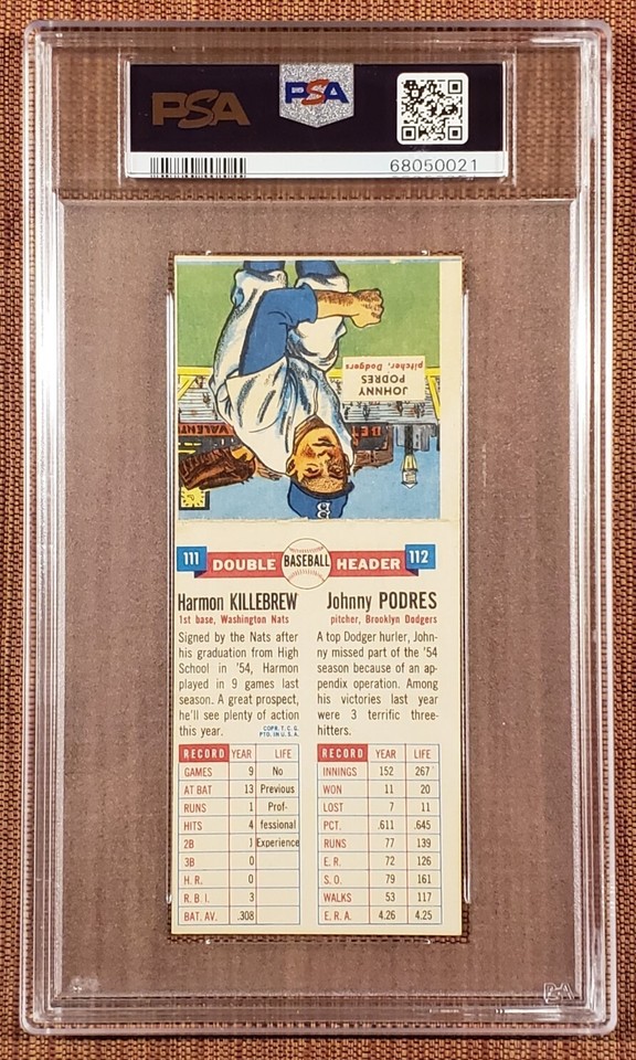 1955 Topps Doubleheader #111 Harmon Killebrew Twins Baseball Card PSA 4 ...