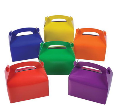 12 PARTY TREAT BOXES BRIGHT COLORS FAVOR GOODY BAG BIRTHDAY CARNIVAL ...