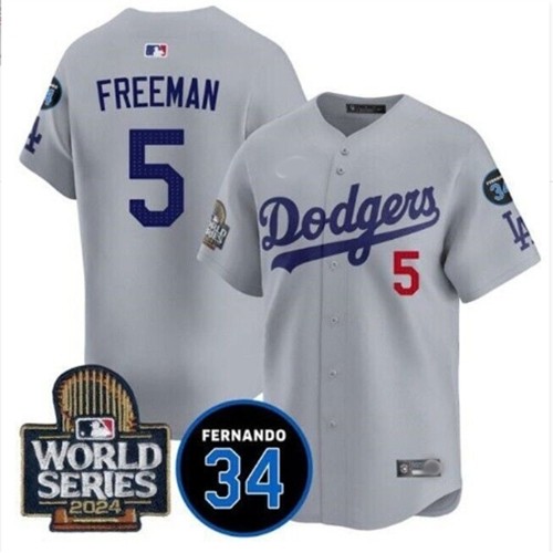 Men's #5 Freddie Freeman 2024 World Series With Fernando Memorial Patch ...