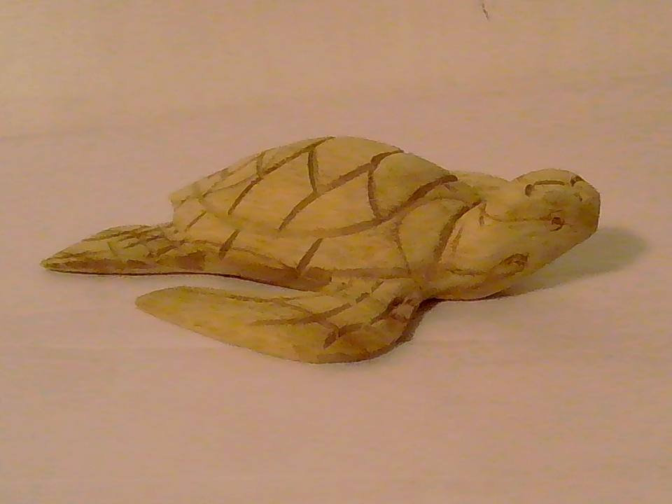 Wooden Art Sea Turtle Hand Carved figure Natural Color 6" Long ...