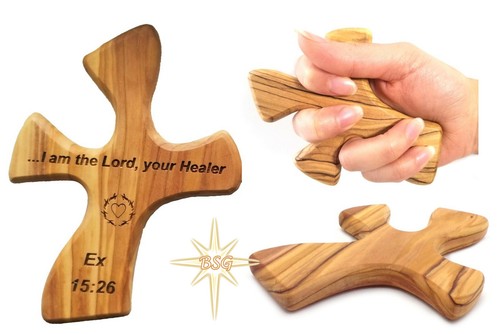 Olive wood Healing Cross 5'' comfort Healer Handheld prayer Bethlehem ...