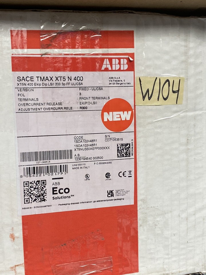 ABB SACE XT5H 400 Ekip Dip LS/I In=300amp 3p FF Circuit Breaker New In ...