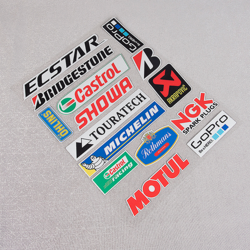 MOTO SPONSOR Racing Motorcycle Stikers Set Laminated Decals Helmet ...