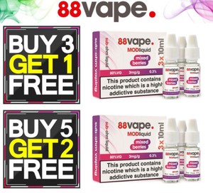 88 Vape E-Liquid 3mg Cloud Vaping Juice 80VG/20PG 3x10ml Multipack MOD ...