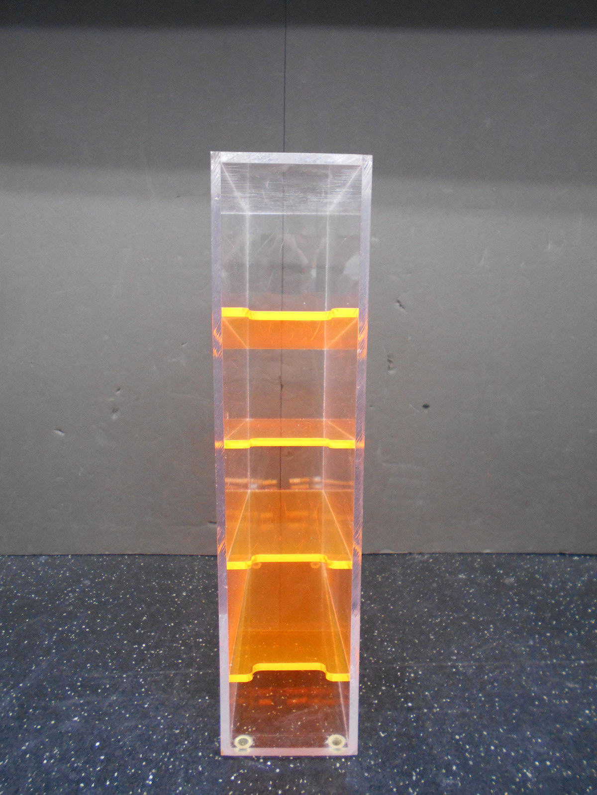 CLEAR PLASTIC PIPETTE STORAGE BIN WITH ORANGE FLUORESCENT SHELVES | eBay