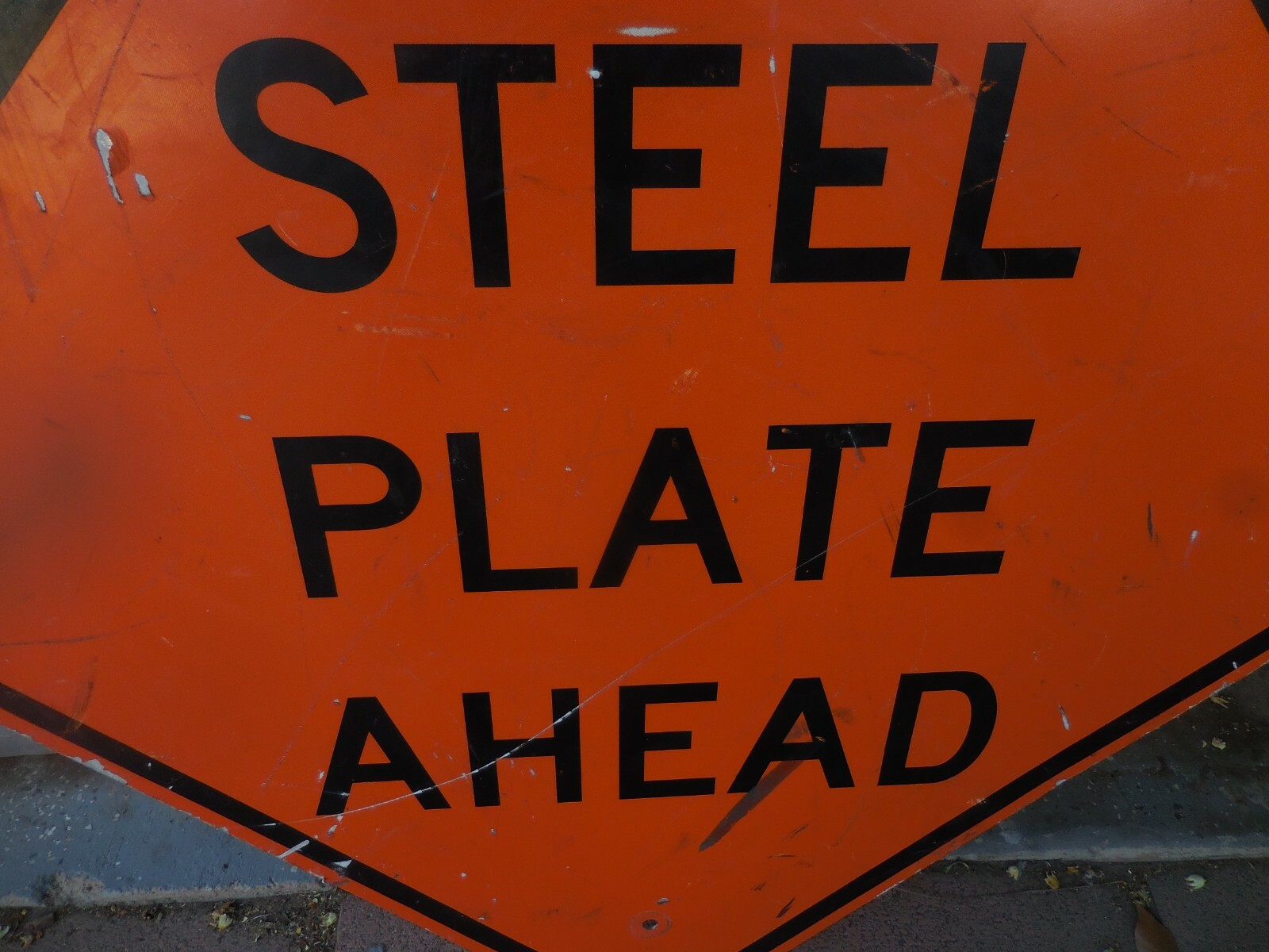 Authentic Vintage Street Metal Sign STEEL PLATE AHEAD 33" X 24" | eBay