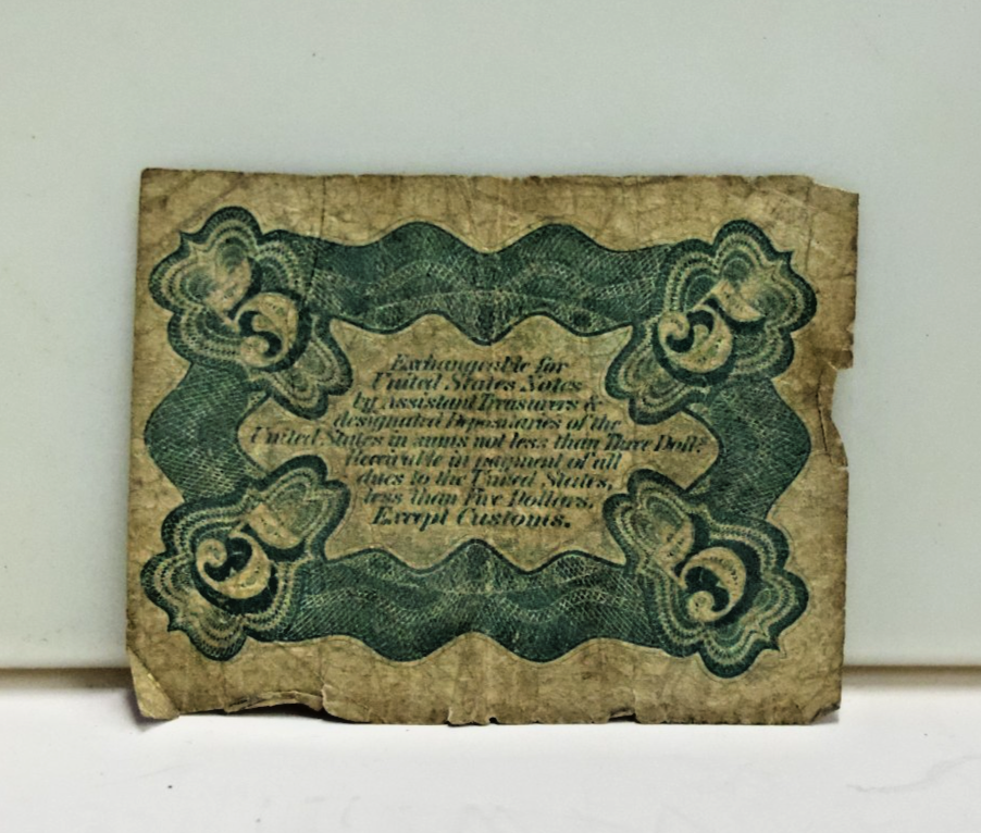 FRACTIONAL CURRENCY ~ FR 1238 3rd ISSUE 5 CENTS ~ Spencer M Clark 1866 ...