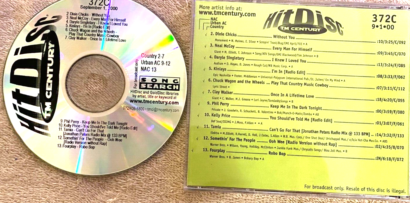 TM CENTURY HIT DISC 372C, DIXIE CHICKS, KINLEYS, KELLY PRICE, TAMIA ...