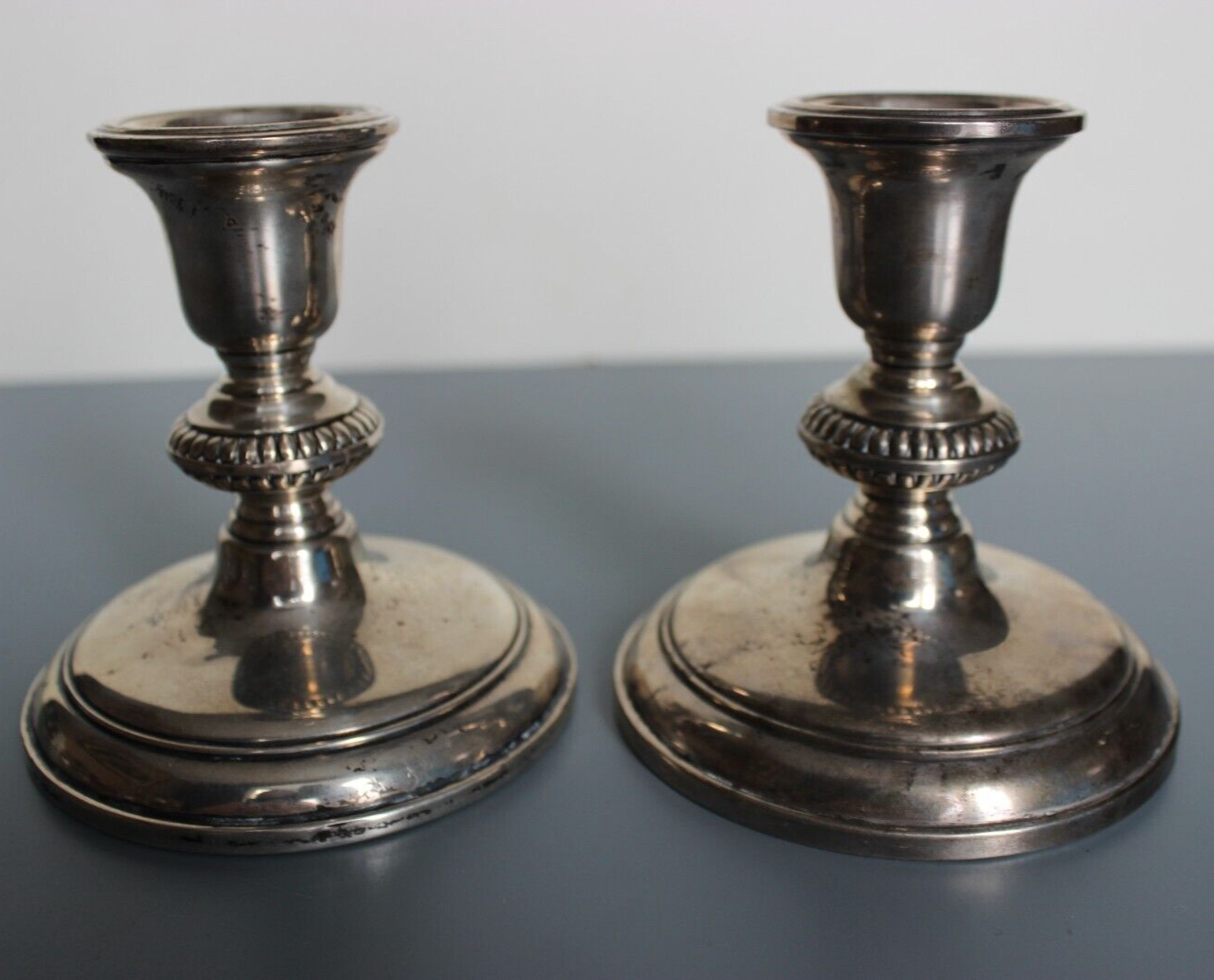 Set of Two Birks Sterling Silver Candle Holders 4-1/8" Marked, Weighted ...