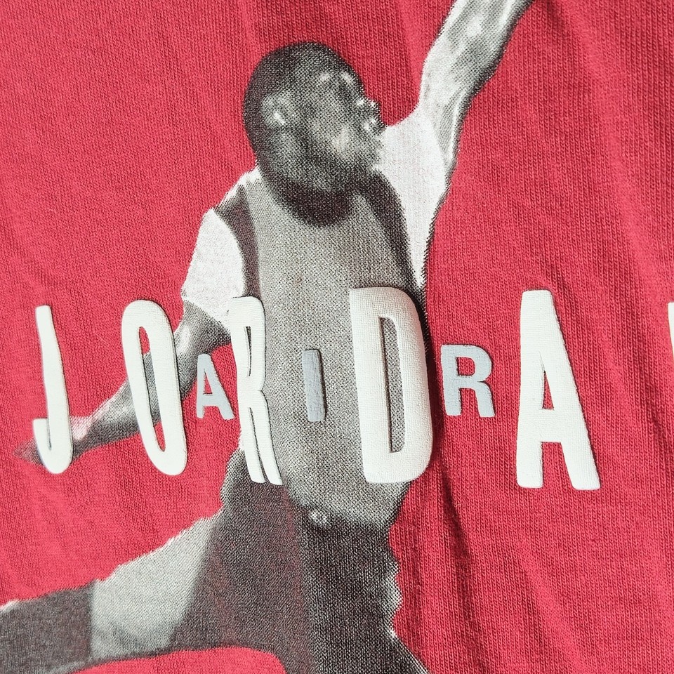 Air Jordan Spell Out Jumpman Red T-Shirt Men's Large Red Puff Print ...