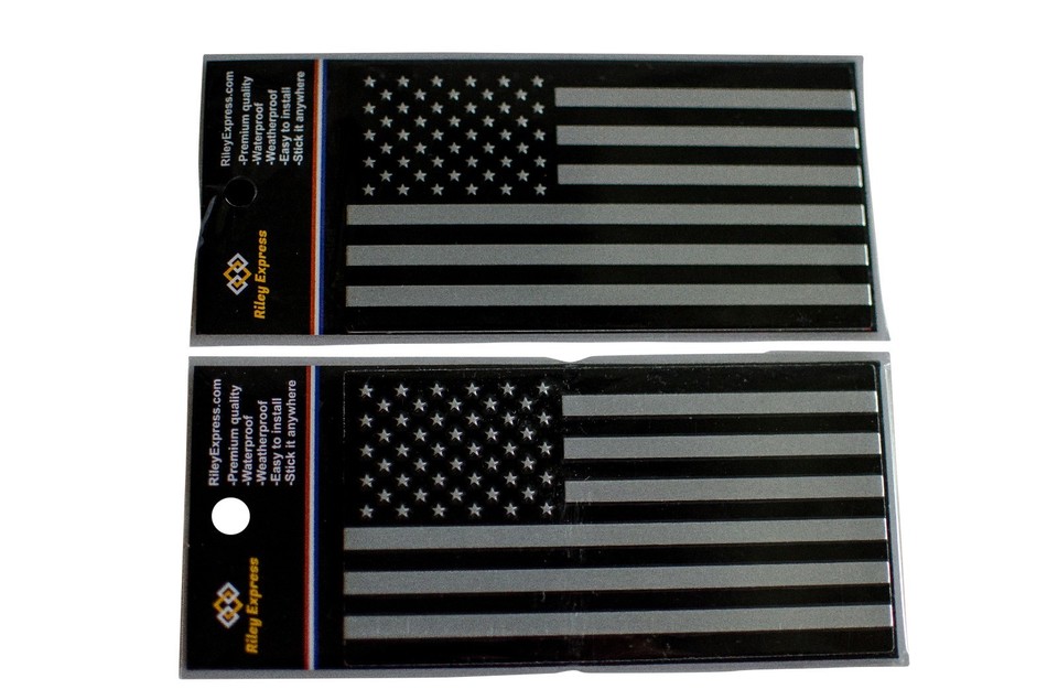 2x 3D ALUMINUM American Flag Decal Sticker Emblem 3M Black/Silver HUGE ...