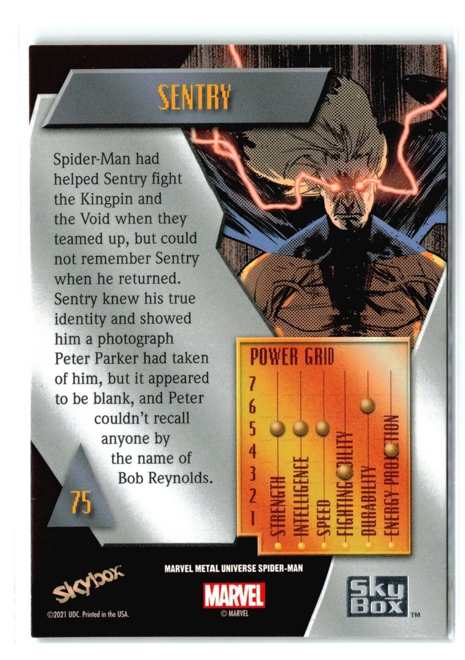2021 SkyBox Marvel Metal Universe Spider-Man - Sentry #75 | eBay