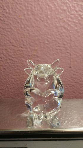 Signed Steuben Crystal Bull Hand Cooler Art Glass Paperweight Figurine ...