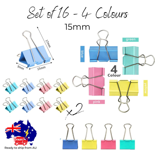 Mini Binder Clips Pastel Color Small Clip Foldback Metal Bulldog ...