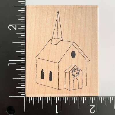 Impression Obsession Village Church With Christmas Wreath D9117 Rubber ...