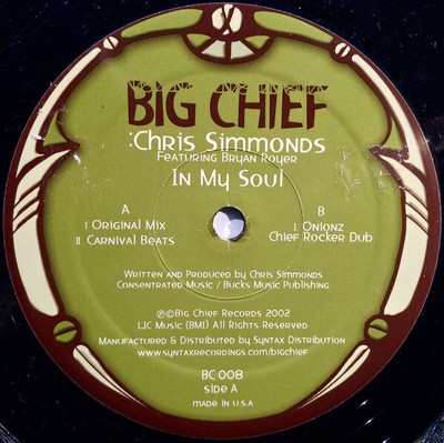 Chris Simmonds Ft B Royer - In My Soul - USA 12" Vinyl - 2002 - Big ...