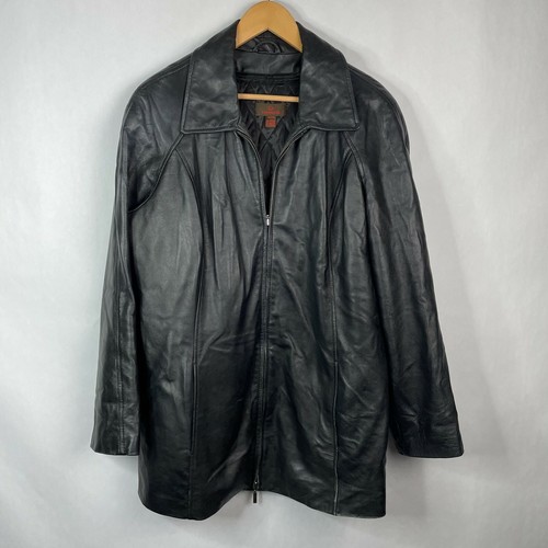 Danier 100% Genuine Leather Black Zip Up Jacket Colla… - Gem