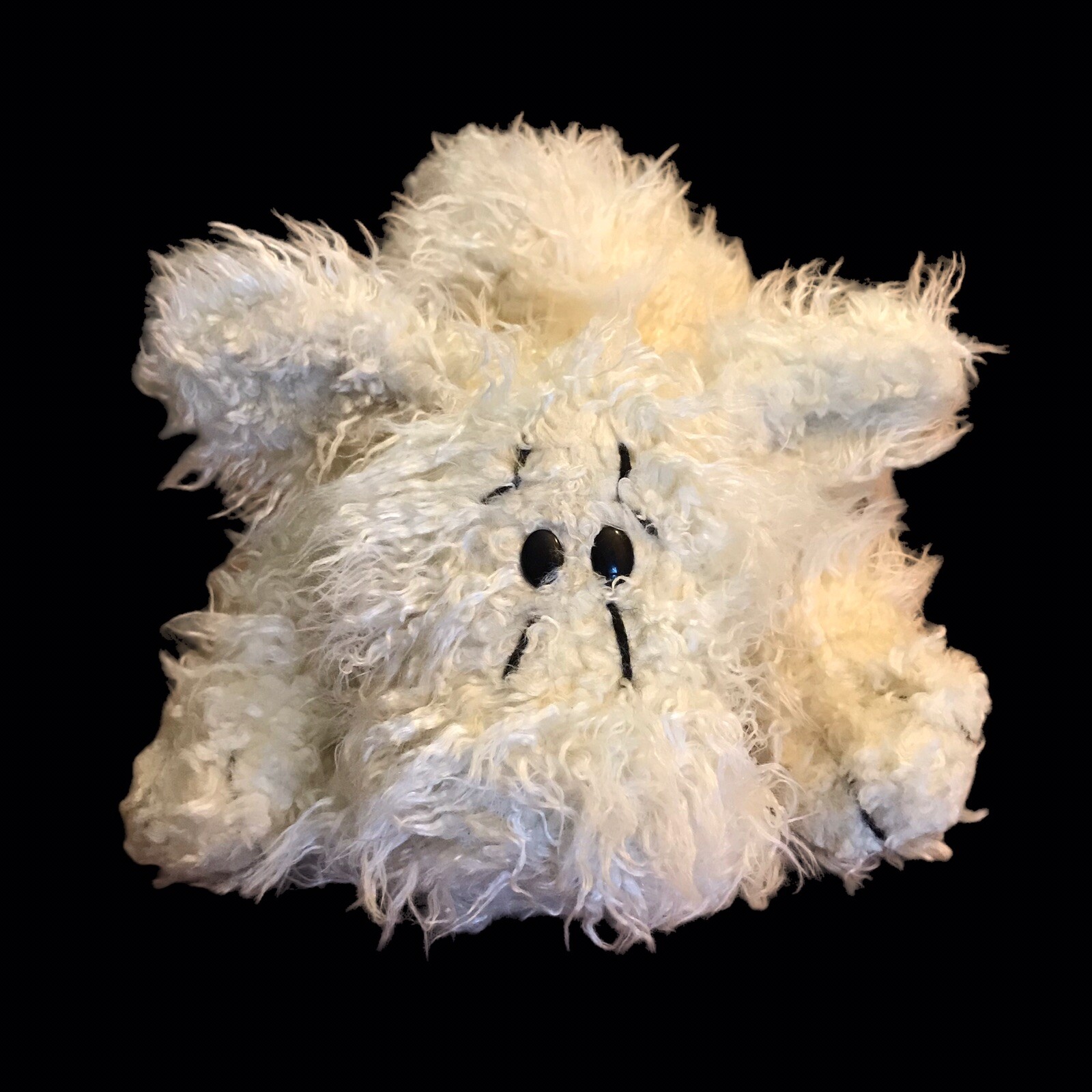 Russ CURLY White Dog Plush VTG Laying Flat Scruffy 10” | eBay