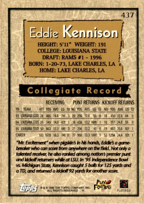 1996 Topps #437 Eddie Kennison St. Louis Rams RC Rookie | eBay