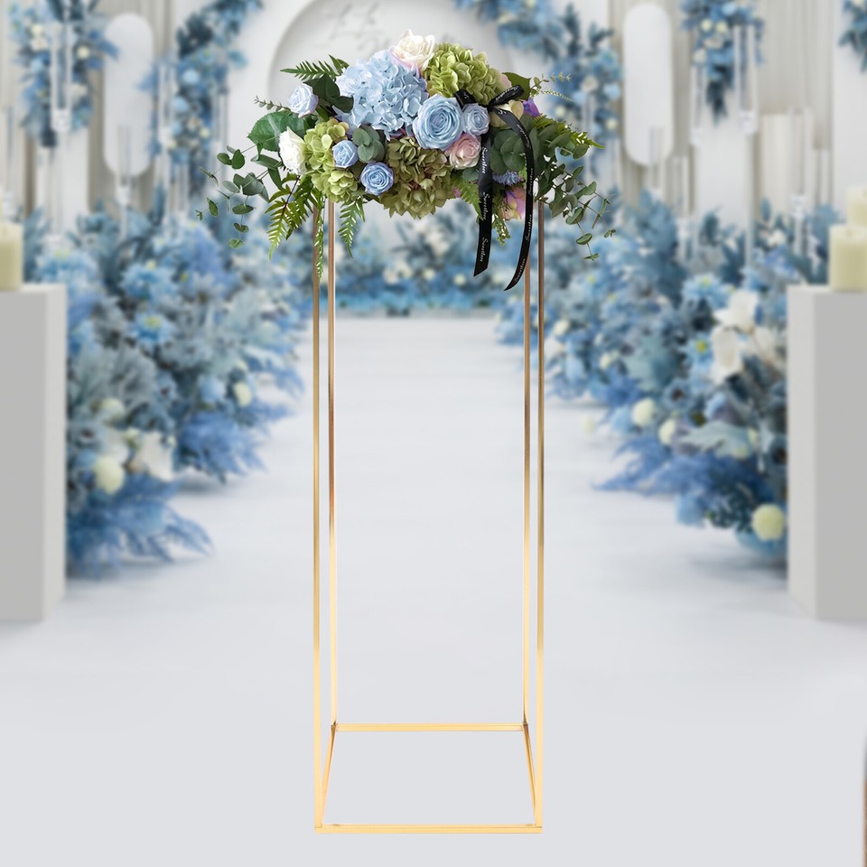 Gold Flower Floor Stand 31x31x100cm Metal Column Flower Arrangement ...