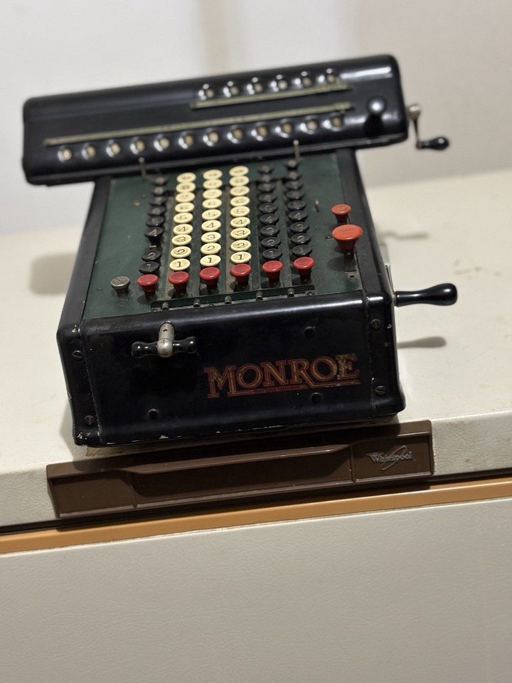 Monroe Antique Mechanical Adding Machine Calculator Early Office ...