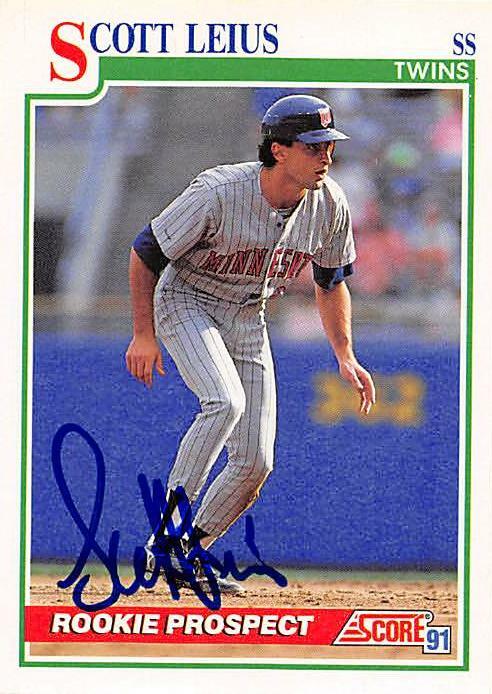 Scott Leius autographed Baseball Card (Minnesota Twins) 1991 Score #370 ...