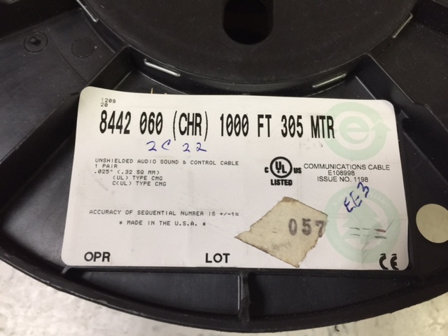 Stranded 2 Conductor Cable 22 AWG - Belden 8442 Audio & Control 1000 FT ...