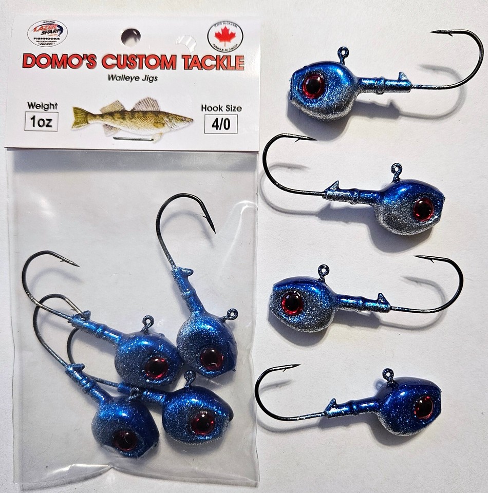 5/8 oz, 3/4 oz & 1 oz Detroit River Walleye Jigs 4/0 Premium Hook 4/pk 3D Eyes | eBay