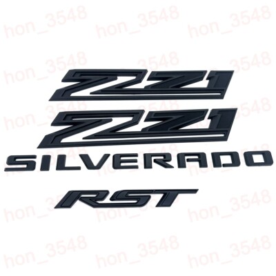 4pc 2019-2024 Matte Black Chevrolet Silverado RST Z71 Emblem Nameplate ...