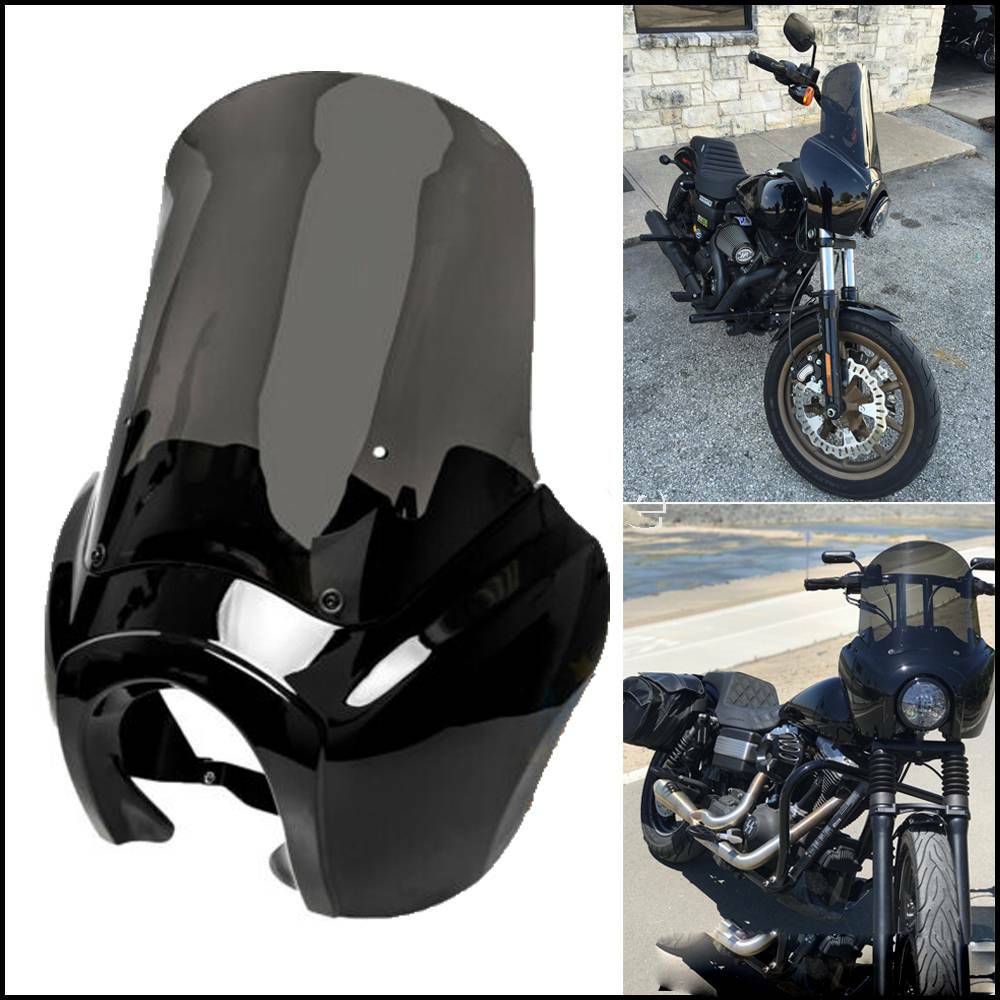 Black Front Fairing Kit For Harley Club Style Dyna Super Glide FXR T ...