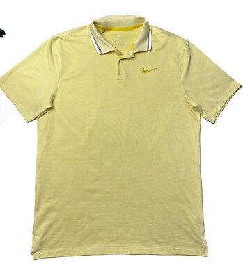 Nike Polo Shirt Mens Medium Yellow Dri Fit Golf Short Sleeve | eBay