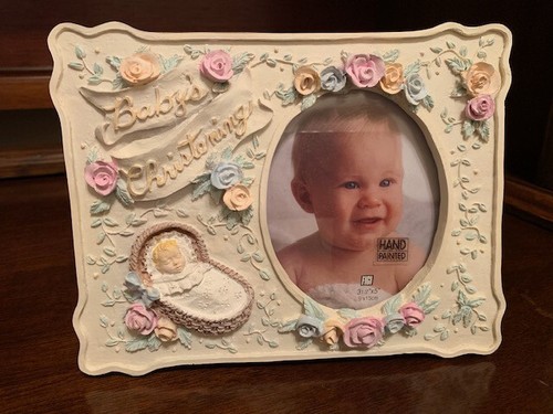 Figi picture frame 3D ceramic, hand-painted baby's christening! new ...