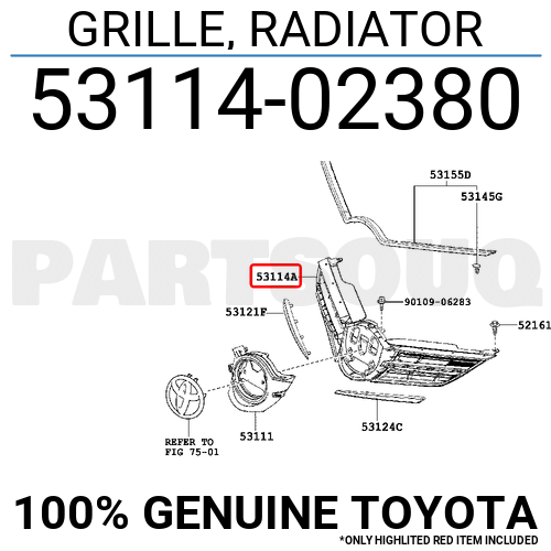 5311402380 Genuine Toyota GRILLE, RADIATOR 53114-02380 | eBay