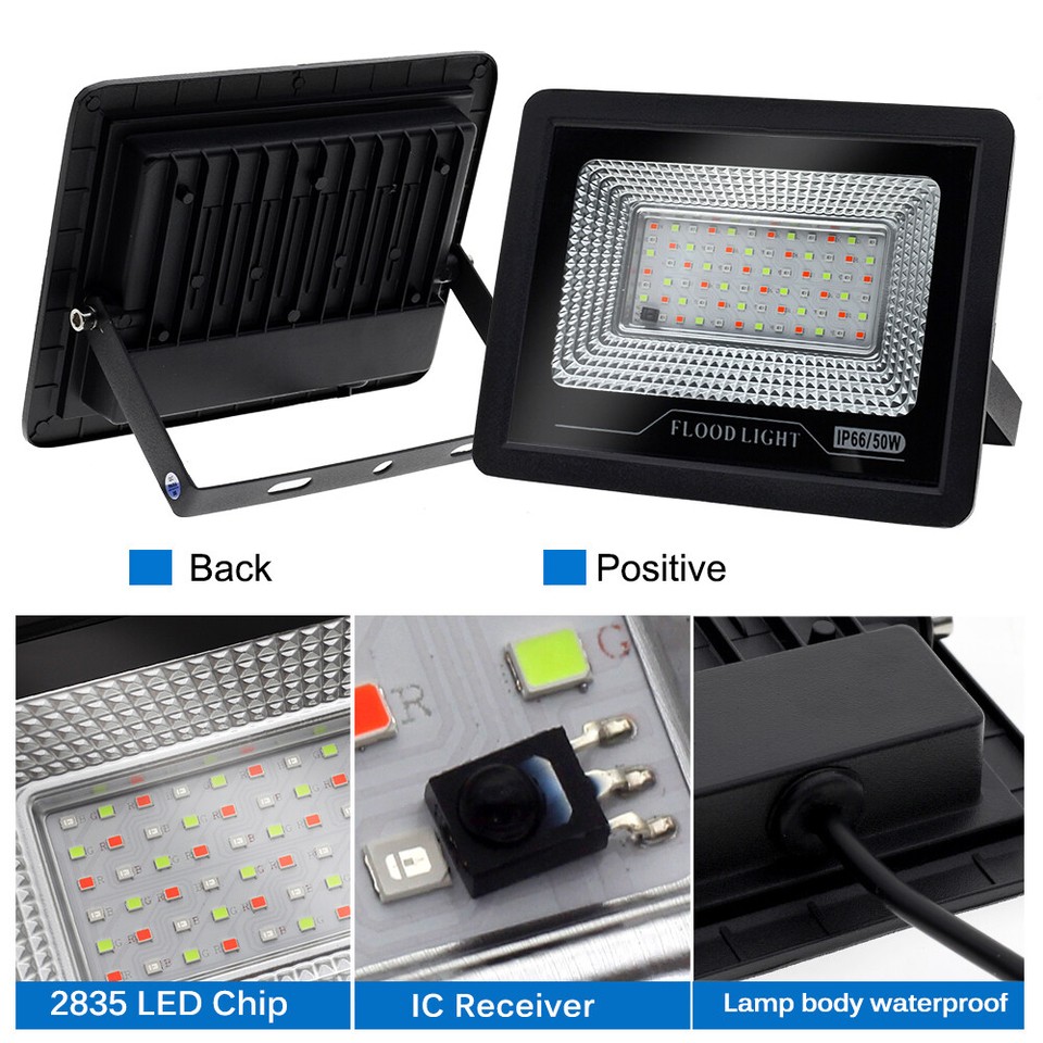 RGB LED Flood light 50W 100W Spotlight Color Changing Outdoor ...