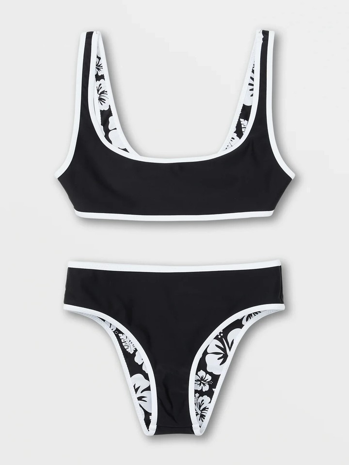 Volcom Kids Coco Reversible Black Floral Bikini Set L47247 Size 10 | eBay