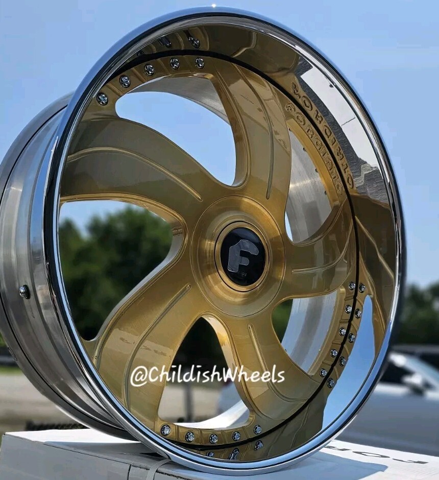 24" Inch Brushed Gold Forgiato BELICE XKW 2 5x120.7 5x127 XL Wheels ...