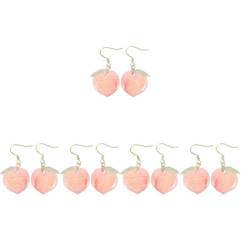 5 Pairs Peach Earrings Women Drop Earrings Hook Earrings Fruit Dangle ...